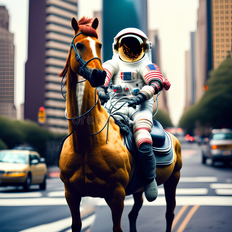 Astronaut Riding Horse, Generative AI Illustration Stock Illustration ...
