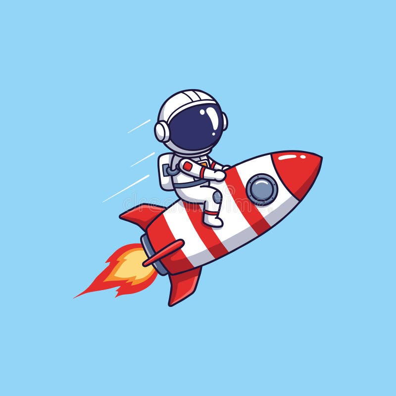 Astronaut Riding a Shrimp. in Minimalist Style Cartoon Flat Vector ...