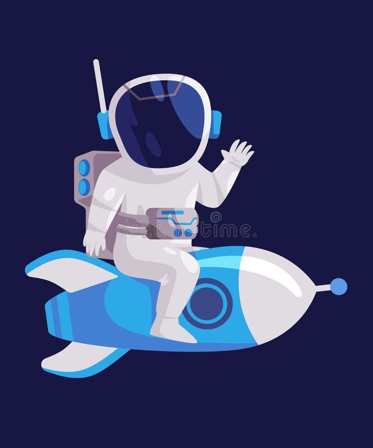 Astronaut Riding Rocket Spacesuit Space Explorer Character Symbol of ...