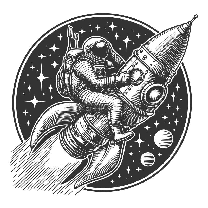 Astronaut Riding Rocket Vector Stock Vector - Illustration of character ...