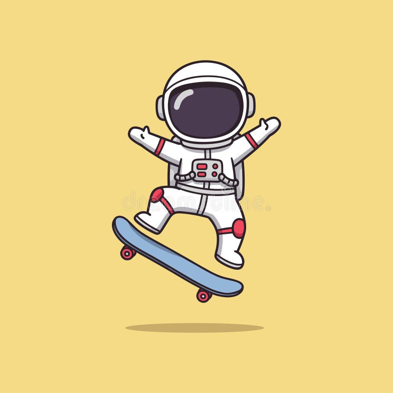 Astronaut Riding Skateboard Cartoon Vector Illustration Stock Vector ...