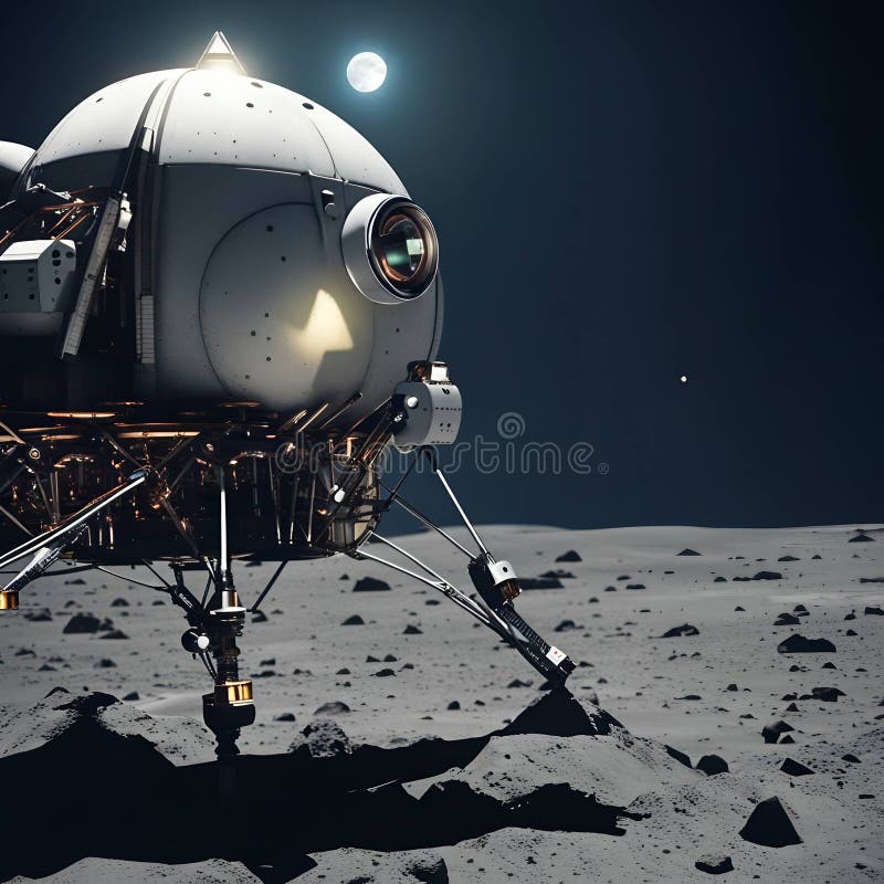 Astronaut Robot Illustration Background in Outer Space Moon Stock ...