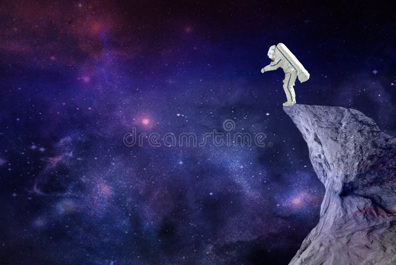 Astronaut on Rock in Space.mission in Outer Space Stock Image - Image ...