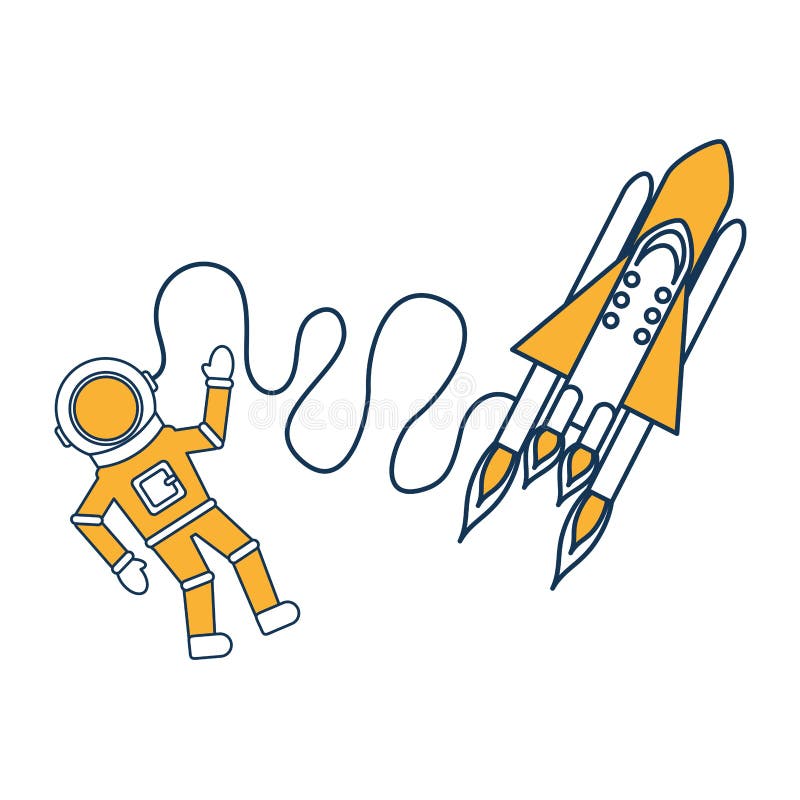 Astronaut with Rocket Comic Character Icon Stock Vector - Illustration ...