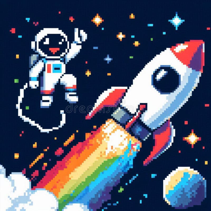 Astronaut Pixel Art Animated Game Design 8 Bit and 16 Bit Stock Vector ...