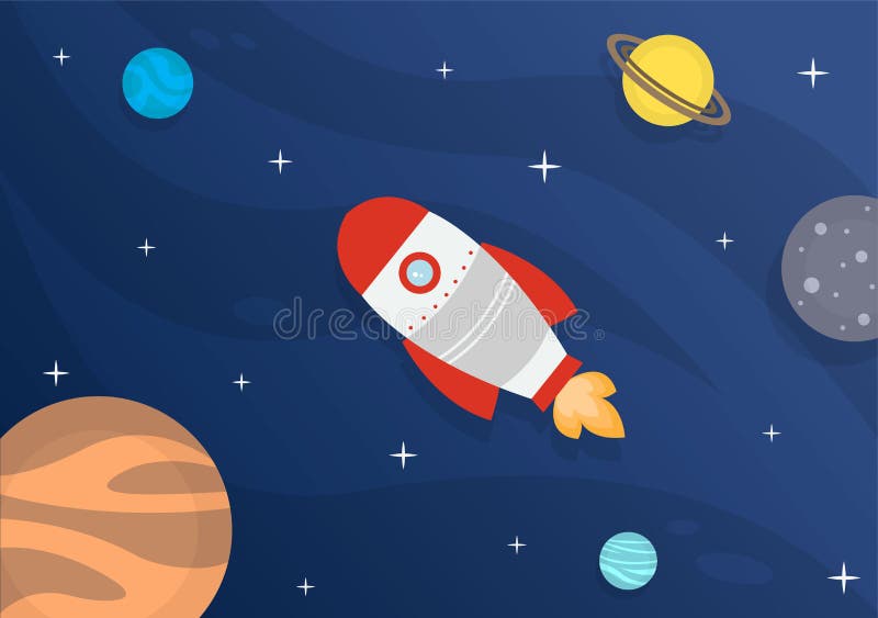 Astronaut with Rocket Illustration for Explore in Outer Space and ...