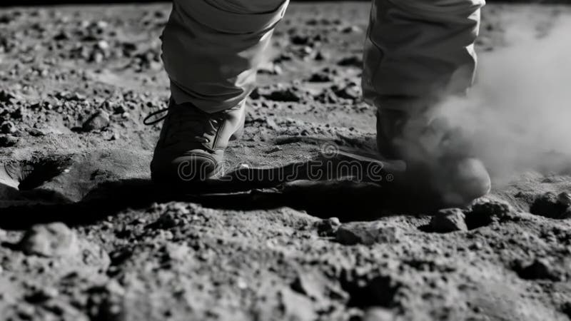 Astronaut S Boot Making a Historic Step on the Moon S Cratered Surface ...