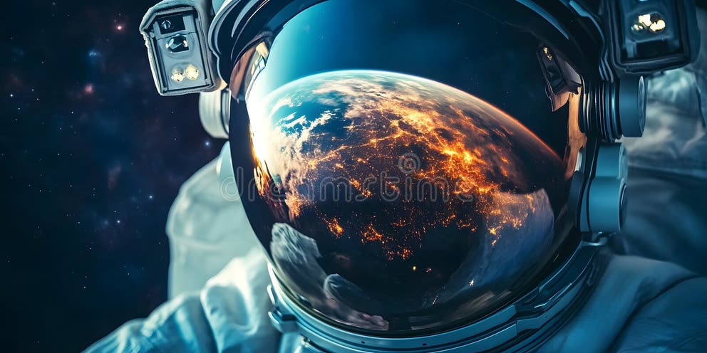 Astronaut S Gaze: Earth S Reflection in Space Stock Photo - Image of ...