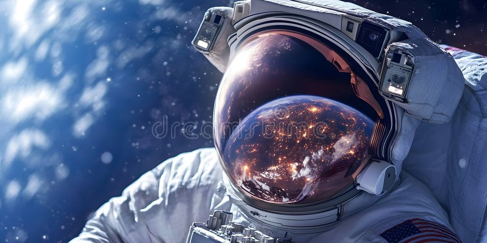 Astronaut S Gaze: Earth S Reflection in Space Stock Image - Image of ...