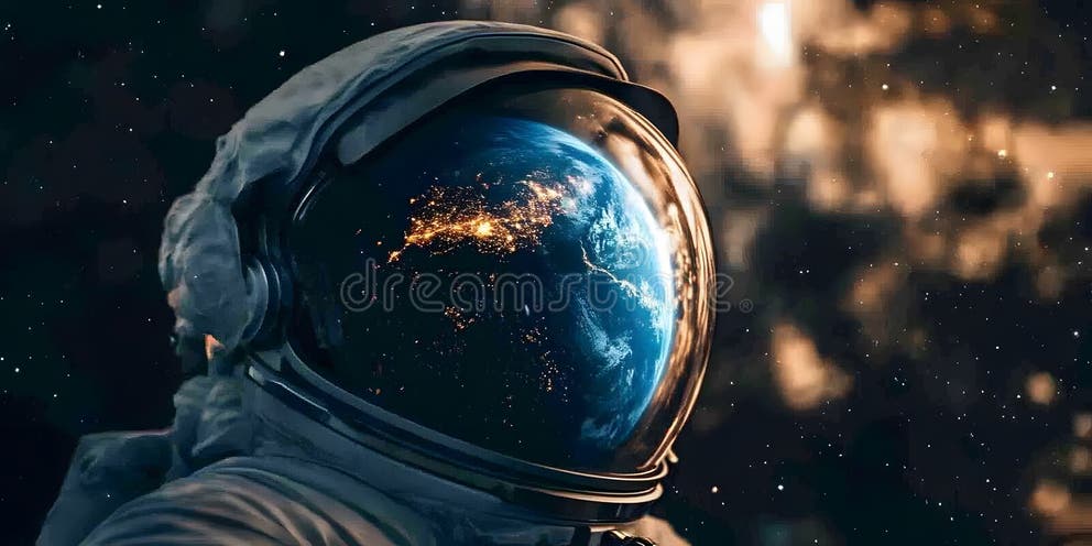 Astronaut S Gaze: Earth S Reflection in Space Stock Photo - Image of ...