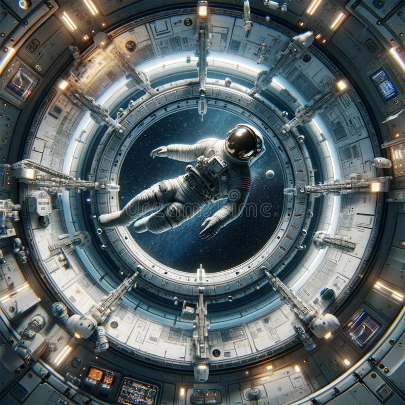 Astronaut S Tranquility: Futuristic Space Float Stock Illustration ...