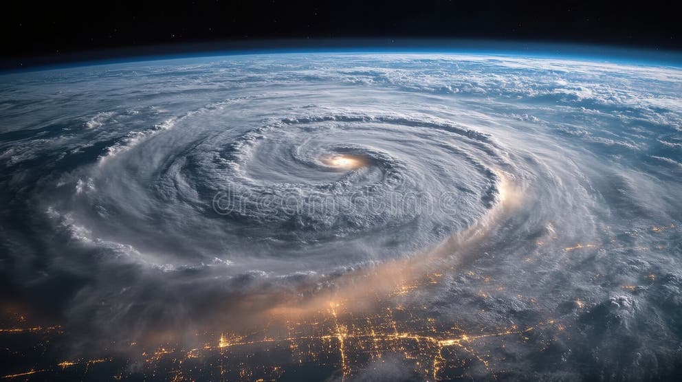 Astronaut S View of a Massive Hurricane Over Earth, Dramatic Space Perspective. View from Space ...