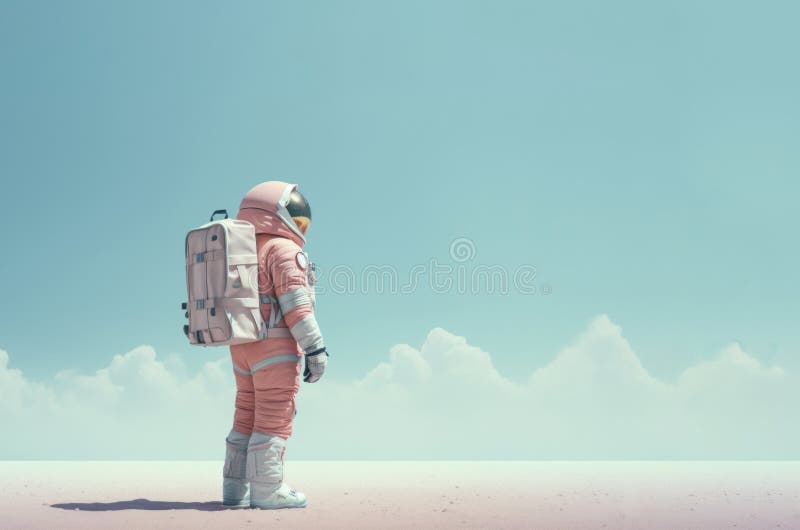 Astronaut with School Backpack Waiting for a Ride. Stock Illustration ...