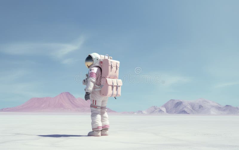 Astronaut with School Backpack Waiting for a Ride. Stock Illustration ...