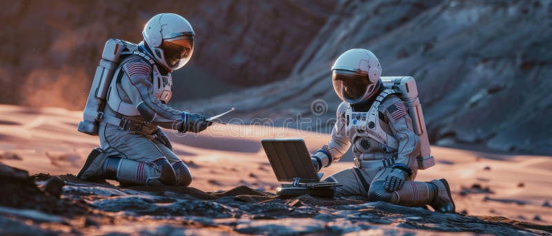 An Astronaut and a Scientist Collect Soil Samples on Mars and Analyze ...