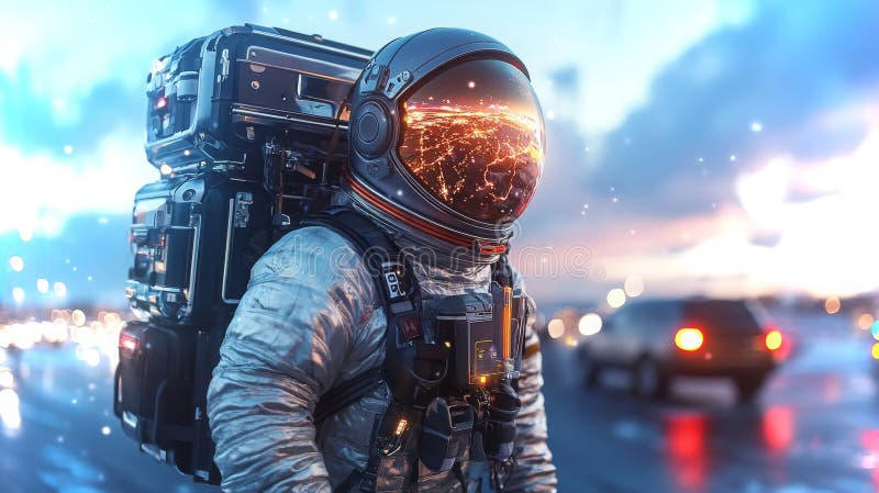 Astronaut Secured Cargo Box on a Space Mission during Bright, Busy Time ...