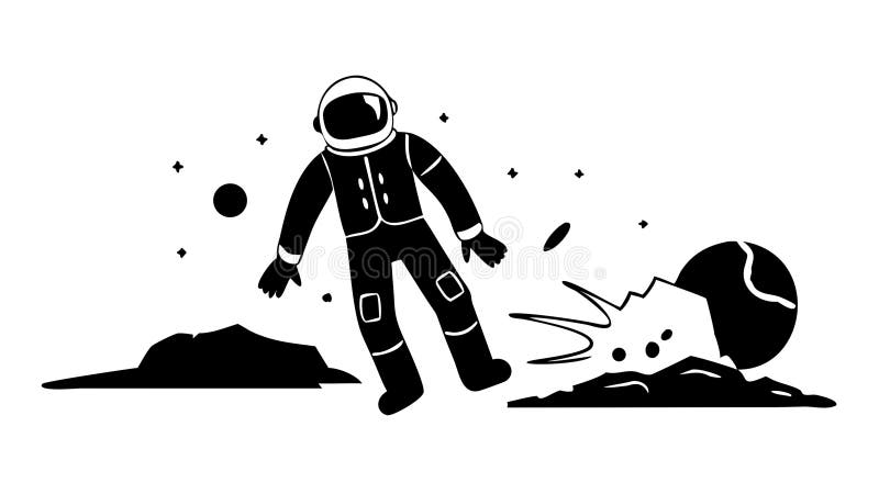 Astronaut on Shattered Planet, Space Disaster, Cosmic Ruin, Vector ...