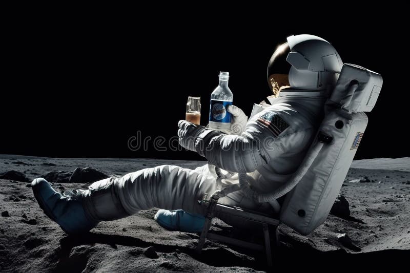 Astronaut Holding A Drink Sitting