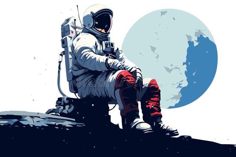 Astronaut Sitting on Ground Isolated Vector Style Illustration Stock ...