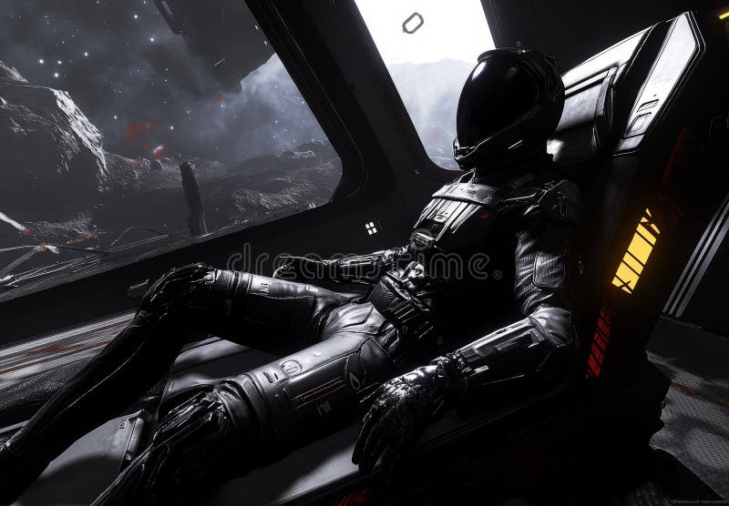An Astronaut Sitting Inside a Space Rocket. Aesthetic AI Stock Photo ...
