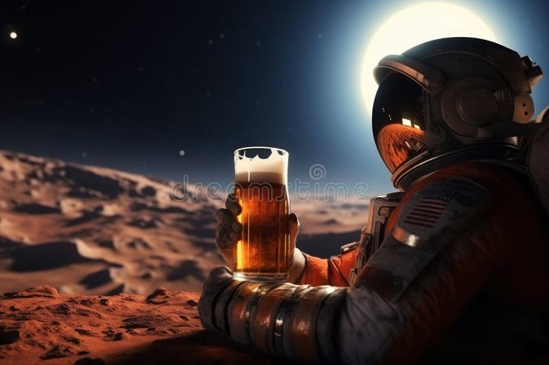 Astronaut Sitting on the Moon Drinking Beer, Generative AI Stock Image - Image of aesthetic ...