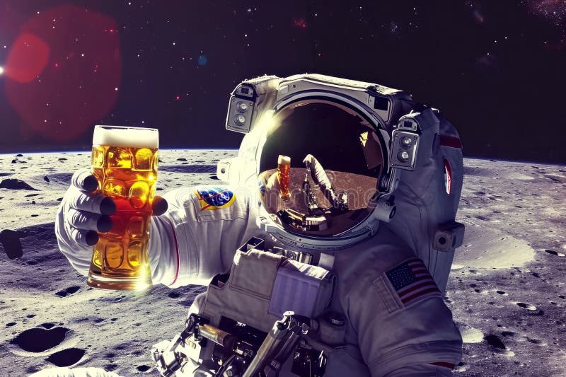 Astronaut Sitting on the Moon Drinking Beer, Generative AI Stock Illustration - Illustration of ...