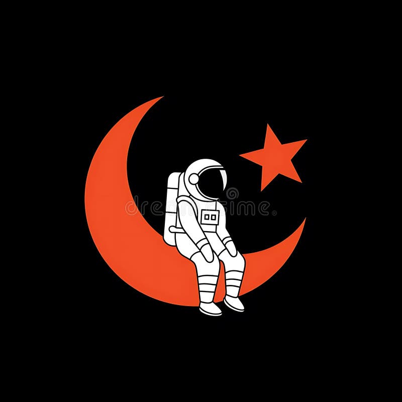 Astronaut Sitting on the Moon in Space Stock Illustration ...
