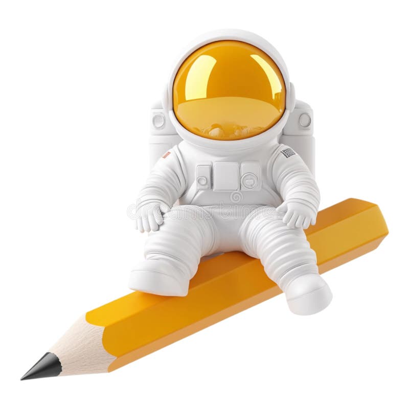 Astronaut Sitting on a Pencil Against Transparent Background for ...