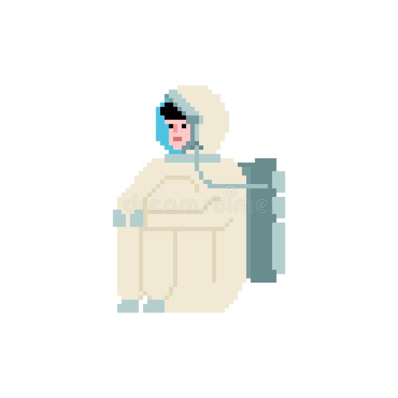 Astronaut Sitting Pixel Art. 8 Bit Spaceman Pixelated Stock Vector ...