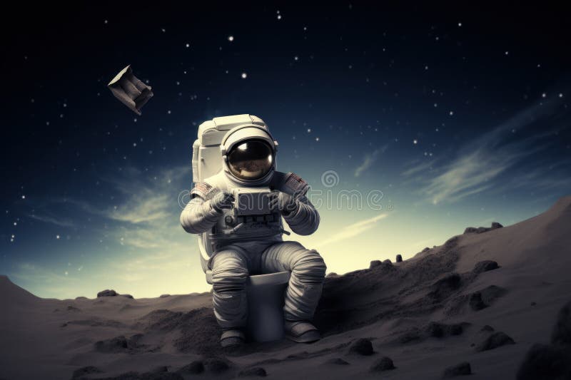 Astronaut Sitting on Toilet on the Moon. Generative AI Stock ...