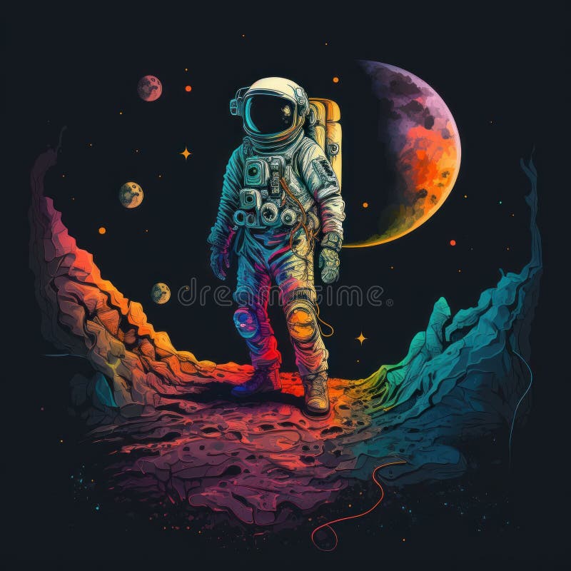 Astronaut Skeleton on the Moon Space Nebula Generative AI Stock ...