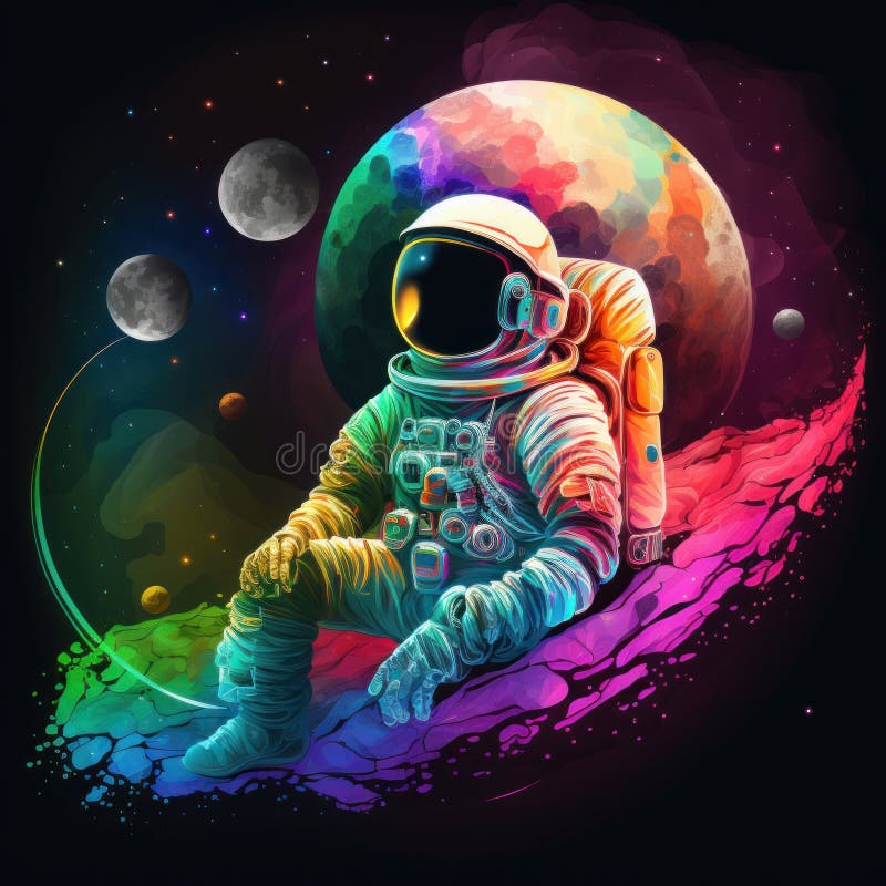 Astronaut Skeleton Sits on the Space Nebula Generative AI Stock ...