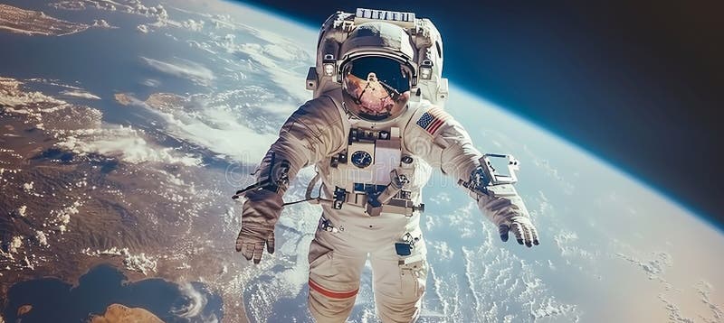 Astronaut Soaring through Space Awe-Inspiring View of Orbital ...