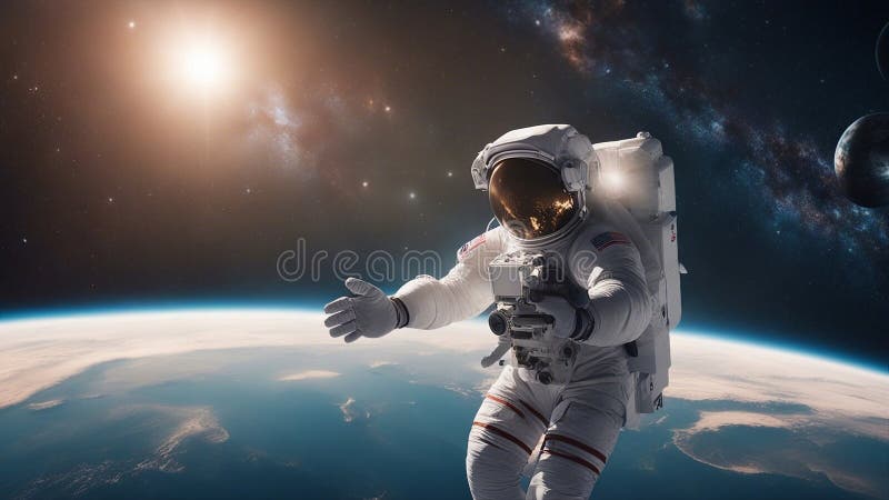 Astronaut in Space Astronaut in Outer Space Against the Backdrop of the ... Astronaut in Space Astronaut in Outer Space Against the Backdrop of the ...