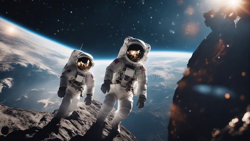 Astronaut in Space Astronaut in Outer Space Against the Backdrop of the ... Astronaut in Space Astronaut in Outer Space Against the Backdrop of the ...