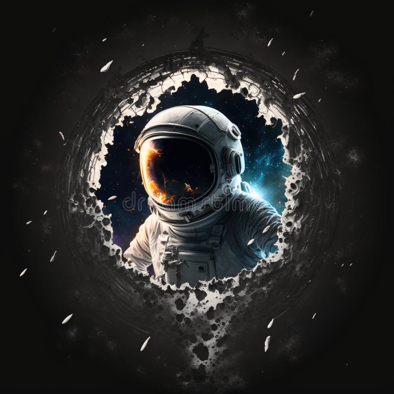 Astronaut in Space in a Black Hole. Generative AI Stock Illustration ...
