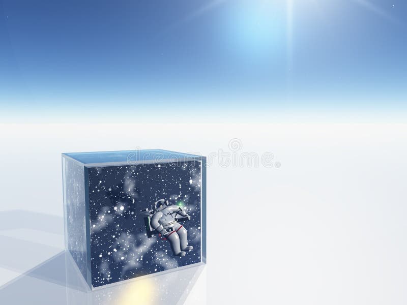 Astronaut and Space Captured in Box Stock Illustration - Illustration ...