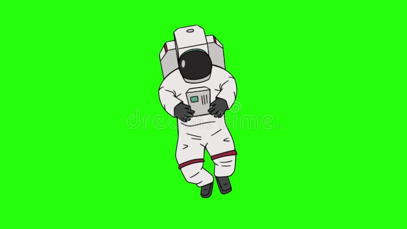 Astronaut in Space Cartoon on Green Screen Animation. Stock Footage ...