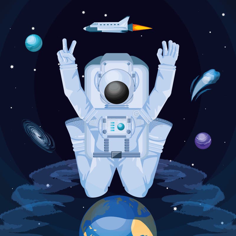 Astronaut in the Space Character Stock Illustration - Illustration of ...