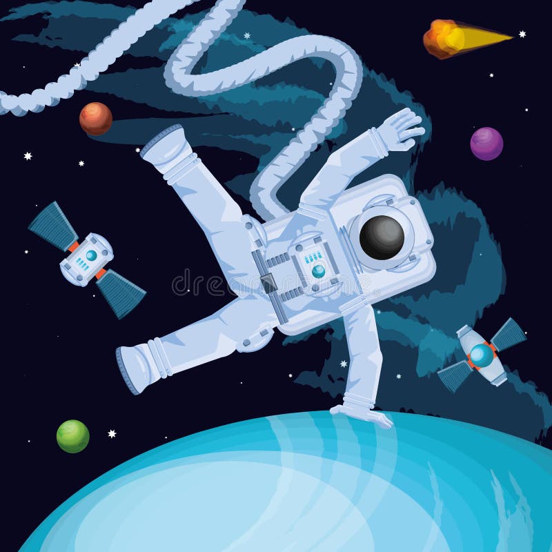 Astronaut in the Space Character Stock Illustration - Illustration of ...
