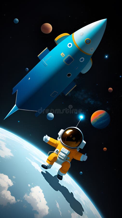 Astronaut Space Exploration Space Technology Cartoon Illustration Stock ...
