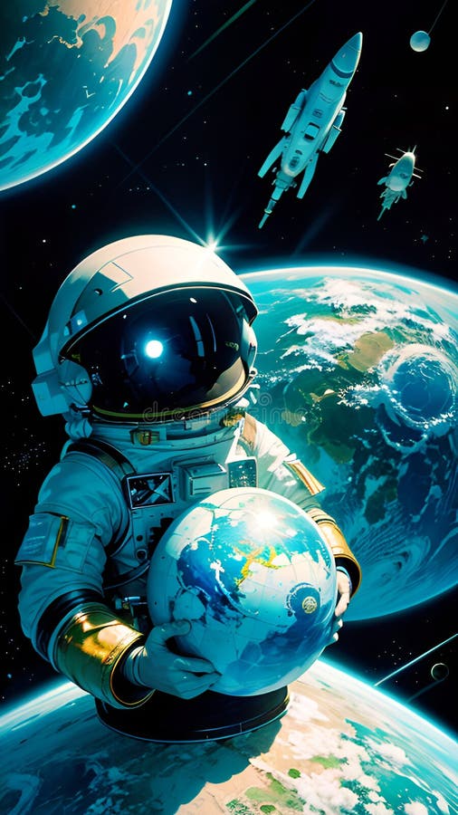 Astronaut Space Exploration Space Technology Cartoon Illustration Stock ...