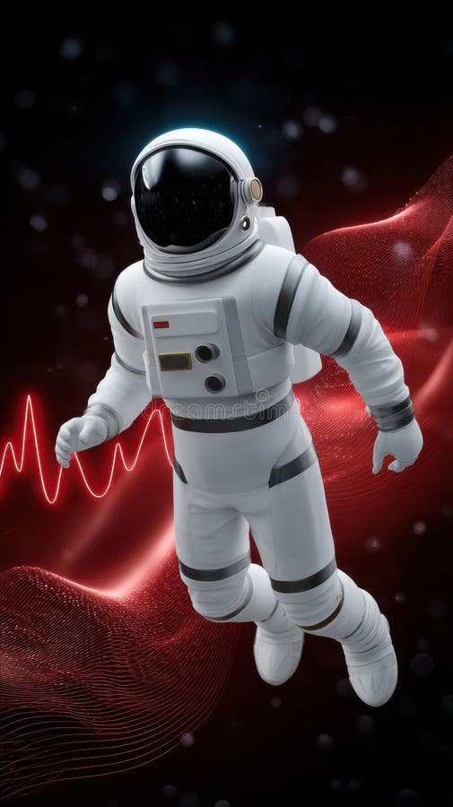 Astronaut in Space Exploring with Red Energy Waves in Cosmic Background Stock Photo - Image of ...