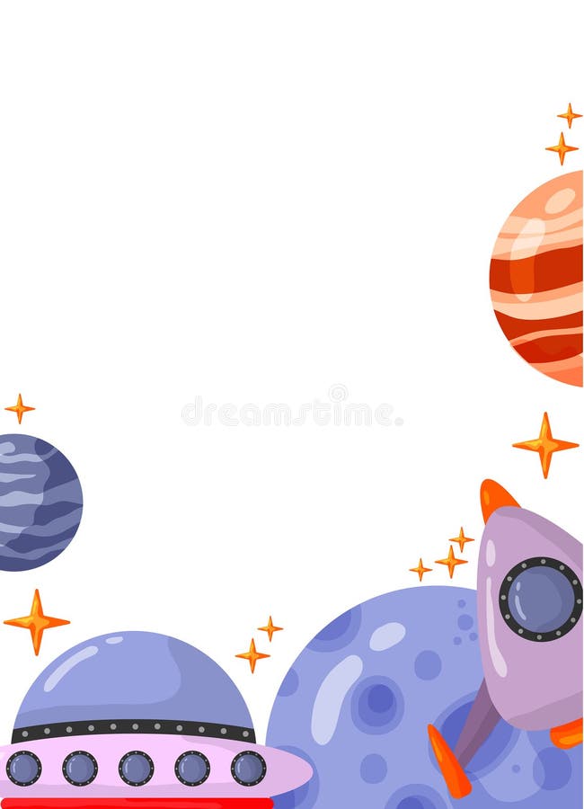 Astronaut and Space Frame with Space Elements. Galaxy Frame for Design ...