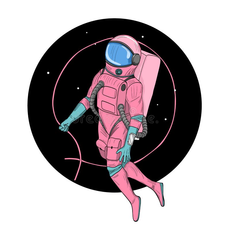 Astronaut in Space, Pink Color Stock Vector - Illustration of dream ...