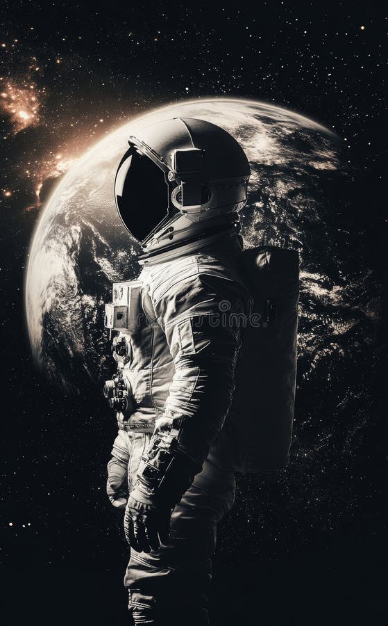 An Astronaut in Space. a Realistic Illustration Made in 5K Vertical ...