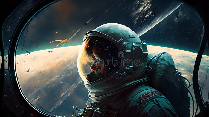 An Astronaut in Space in a Realistic Style. Stock Illustration ...