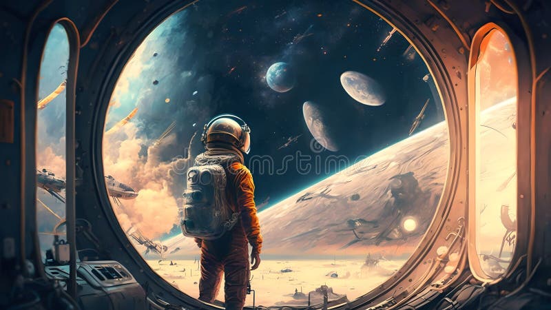 An Astronaut in Space in a Realistic Style. Stock Illustration ...