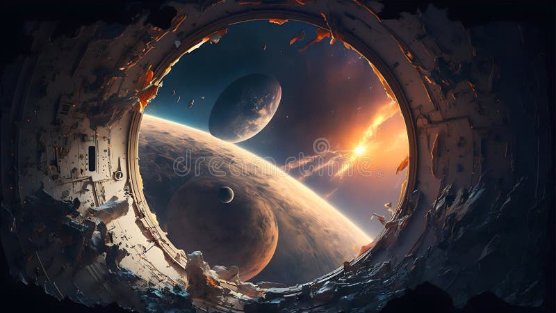 An Astronaut in Space in a Realistic Style. Stock Illustration ...