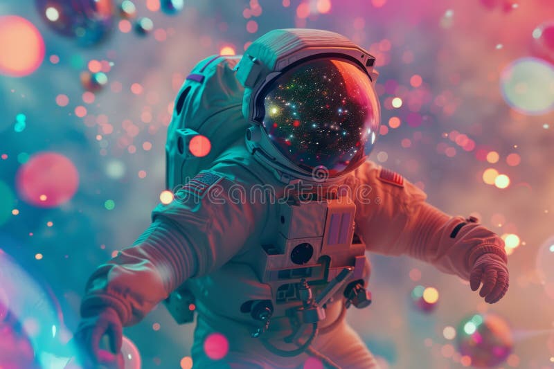 Astronaut with Space Reflection Stock Illustration - Illustration of ...